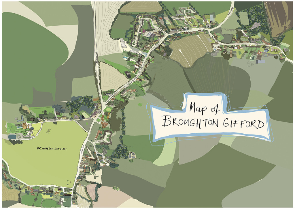 Broughton Gifford Map - Higgledy Ink Illustration