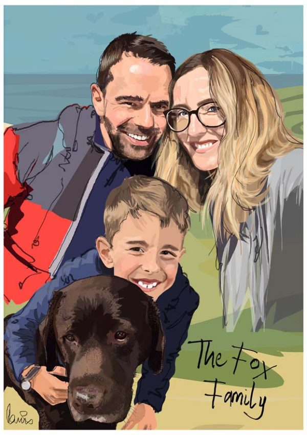 The Fox Family portrait - Higgledy Ink Illustration
